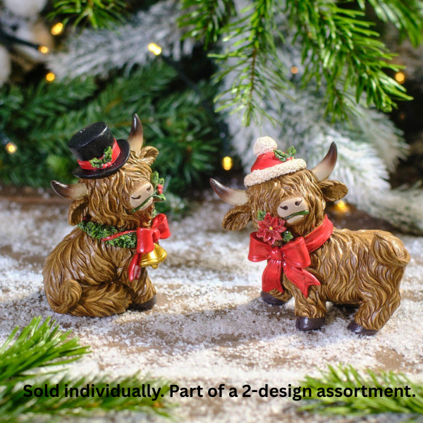 LANGS Christmas Highland Cow Figurine 19cm – The Cope