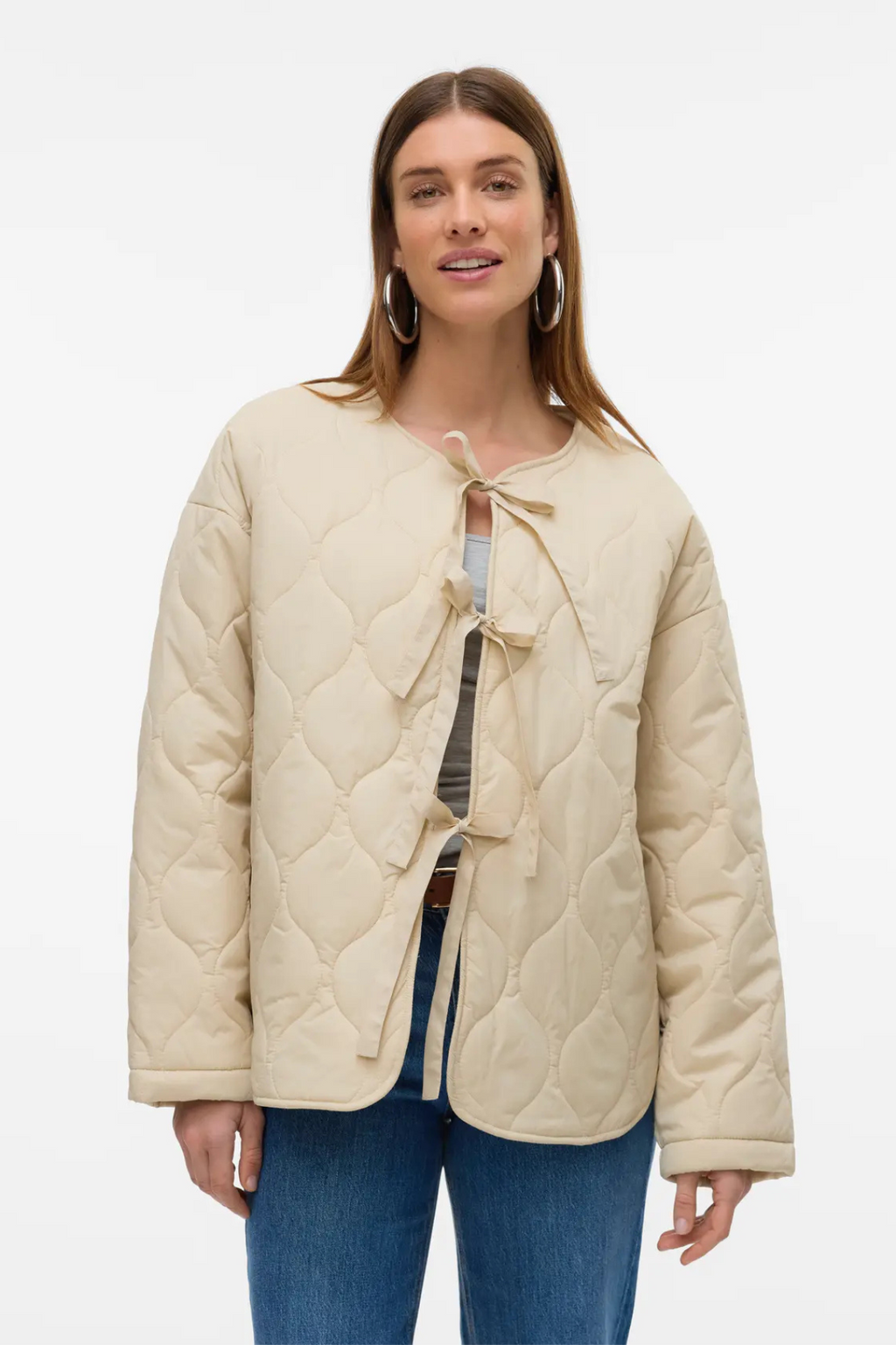 VERO MODA Sabine Quilted Tie Jacket - Cream – The Cope